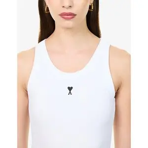 AMI Paris Logo-embroidered Stretch-rib Cotton Tank Top