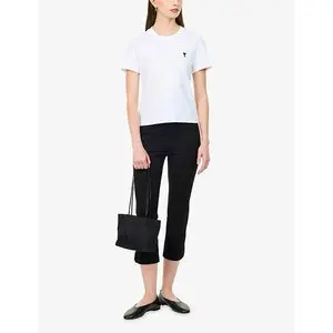 AMI Paris Contrast Logo-embroidered Cotton T-shirt