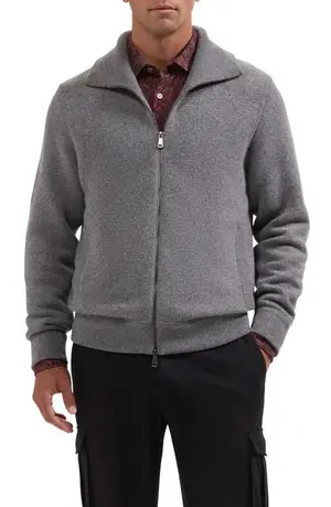 Bugatchi Wool Blend Full Zip Sweater Jacket - Graphite