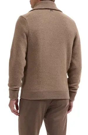 Bugatchi Wool Blend Full Zip Sweater Jacket - Tobacco