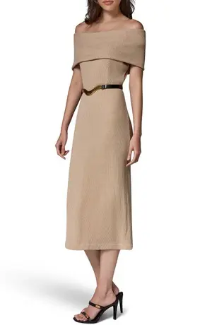Donna Karan New York Off-the-shoulder Ribbed Dress