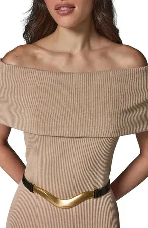 Donna Karan New York Off-the-shoulder Ribbed Dress