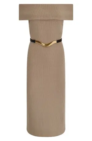 Donna Karan New York Off-the-shoulder Ribbed Dress