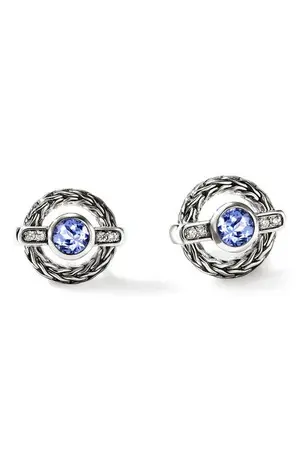 John Hardy Icon Sterling Tanzanite & Diamond Stud Earrings - Silver