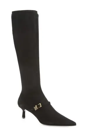 Prada Stretch Knee High Boot With Sculptural Heel