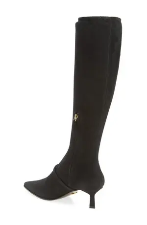Prada Stretch Knee High Boot With Sculptural Heel