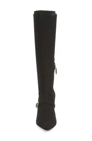 Prada Stretch Knee High Boot With Sculptural Heel