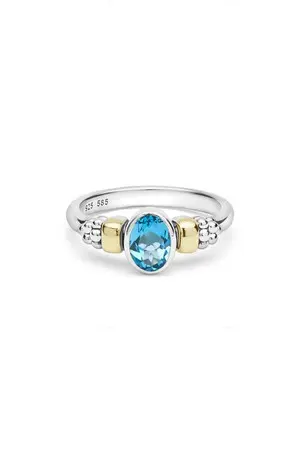 Lagos Signature Caviar Blue Topaz Ring