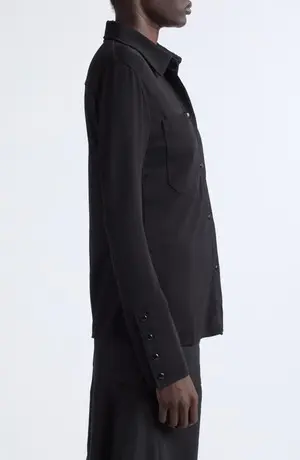 COURREGES Two-pocket Stretch Jersey Snap Front Shirt - Black