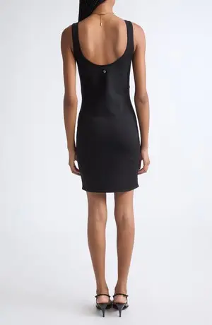 Versace Stretch Wool Blend Knit Geometric Print Mini Dress - Black