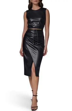 Women's Sleeveless Faux Leather Dresses
