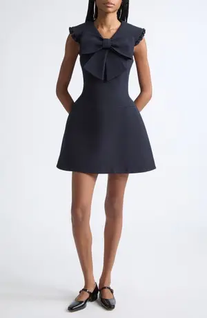 SHUSHU/TONG Big Bow Wool Minidress - Navy Blue