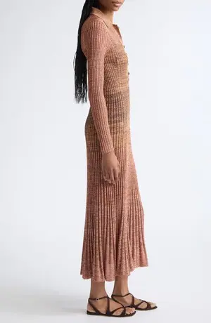 Zimmermann Mouliné Rib Polo Sweater Dress - Chocolate Multi