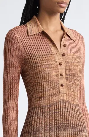 Zimmermann Mouliné Rib Polo Sweater Dress - Chocolate Multi