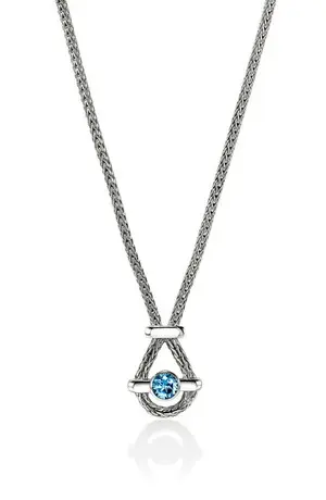 John Hardy Sterling Swiss Blue Topaz Pendant Necklace - Silver