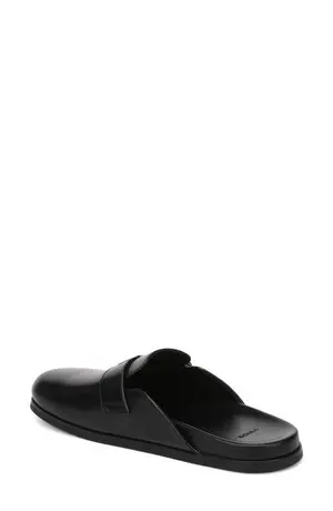 Vince Leon Leather Loafer Mule - Black