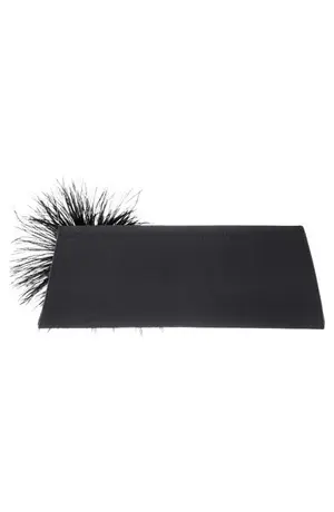 Nina Zosia Feather Trim Clutch - Black