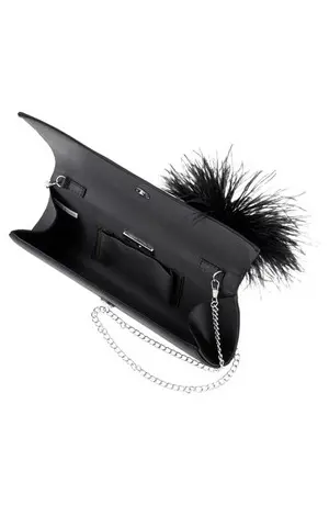 Nina Zosia Feather Trim Clutch - Black