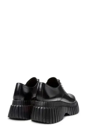Camper Leather Derby With Chunky Ribbed Sole - Black