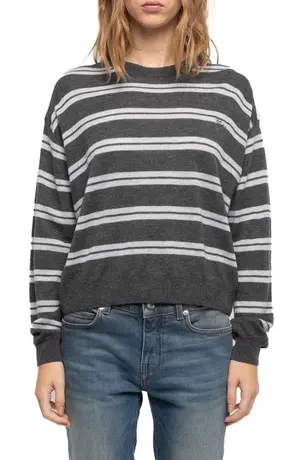 Zadig&Voltaire Swapy Stripe Cashmere Sweater - Anthracite