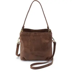 Hobo Starr Convertible Leather Shoulder Bag With Braided Trim - Mocha