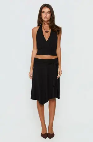 Princess Polly Soft Focus Tie Waist Midi Skirt