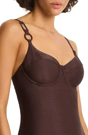 SEA LEVEL Textured Underwire One-piece Swimsuit