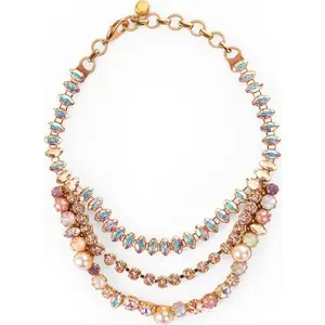 Deepa Gurnani Alka Tiered Crystal Necklace - Pastel Multi