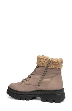 ARA Mist Bootie With Faux Shearling Collar And Lug Sole - Beige