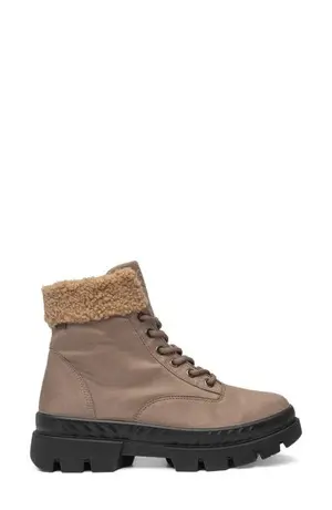 ARA Mist Bootie With Faux Shearling Collar And Lug Sole - Beige