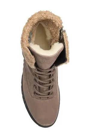 ARA Mist Bootie With Faux Shearling Collar And Lug Sole - Beige