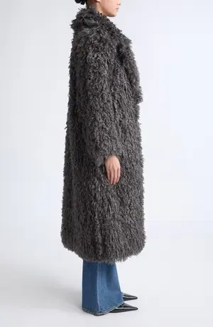 L'Agence Lizbeth Faux Fur Longline Jacket - Grey Olive
