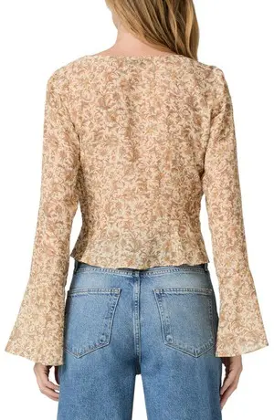 Paige Mila Metallic Floral Long Sleeve Silk Blend Button-up Shirt