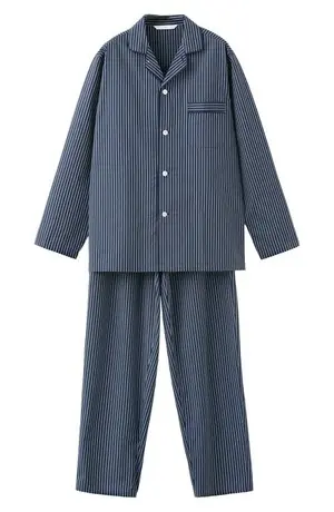 Mango Stripe Cotton Pajamas - Navy