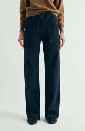 SCALPERS Japan Denim Mid-rise Wide Leg Jeans With Drawstring Waist
