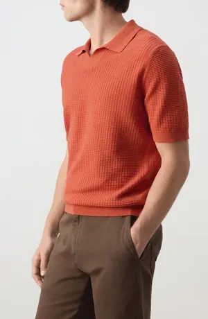 Mango Slim Fit Cotton Polo - Medium Pink