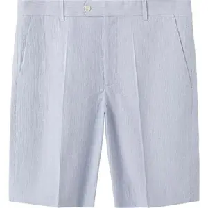 Mango Slim Fit Cotton Blend Bermuda Shorts - Sky Blue
