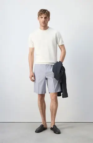 Mango Slim Fit Cotton Blend Bermuda Shorts