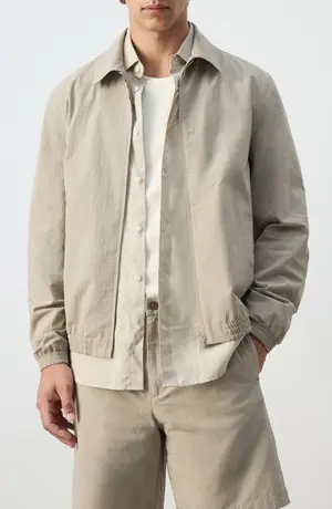 Mango Slim Fit Textured Cotton Zip-up Shirt Jacket