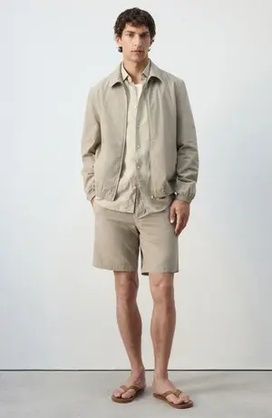 Mango Slim Fit Textured Cotton Zip-up Shirt Jacket