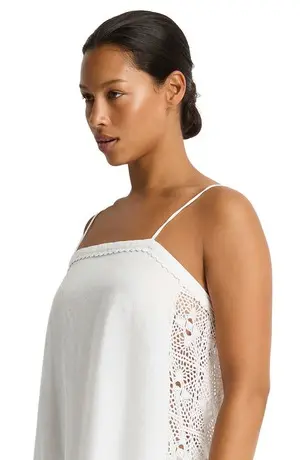 SEA LEVEL Linen Blend Panelled Cover-up Dress - White