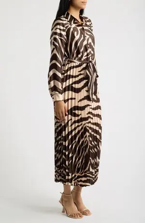 Sam Edelman Zebra Print Pleated Maxi Shirtdress