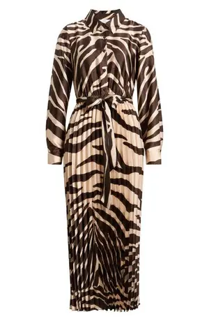 Sam Edelman Zebra Print Pleated Maxi Shirtdress