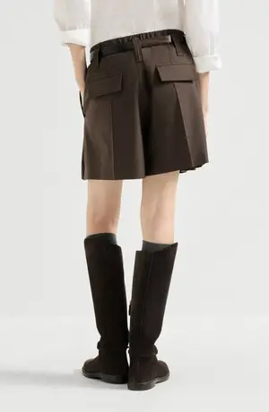 Brunello Cucinelli Tropical Luxury Wool Formal Shorts With Monili Detailing