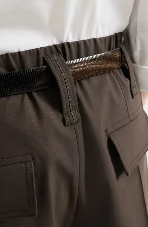 Brunello Cucinelli Tropical Luxury Wool Formal Shorts With Monili Detailing
