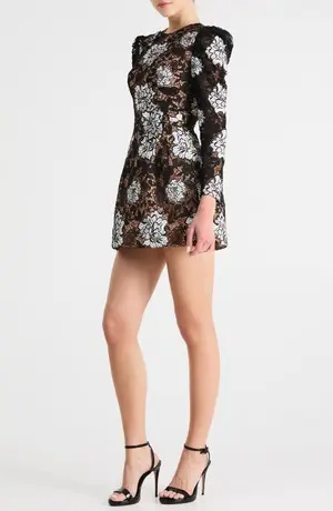 HELSI Floral Stitch Long Sleeve Minidress