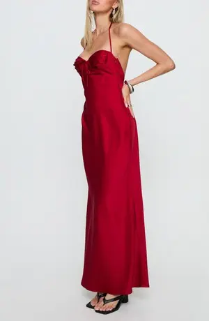 Princess Polly Costella Halter Satin Maxi Dress