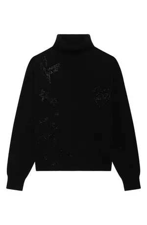 Zadig&Voltaire Souly Cashmere Turtleneck Sweater With Embellishments