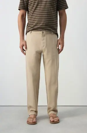 Mango Relaxed Fit Cotton & Linen Jeans - Beige
