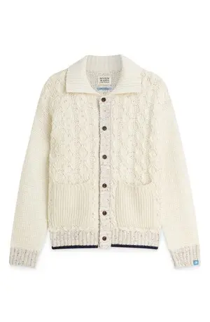 Scotch & Soda Relaxed Fit Multi-yarn Cardigan With Spread Collar